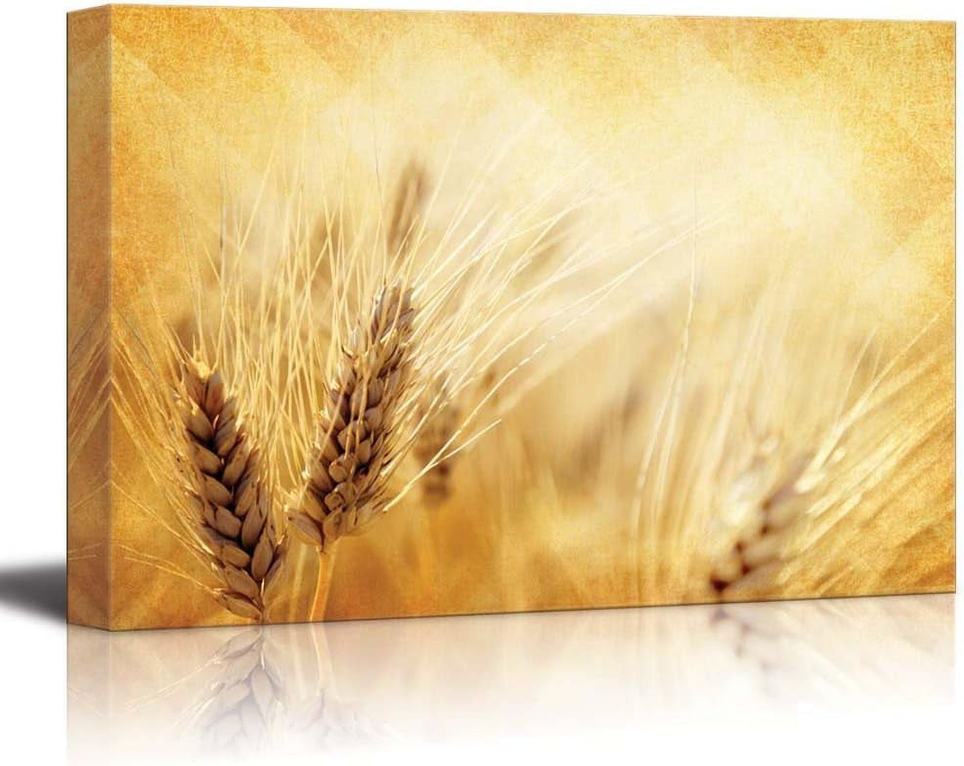 AEFER Gold Wheat Field on a Gold Illuminating Background - Canvas Art ...