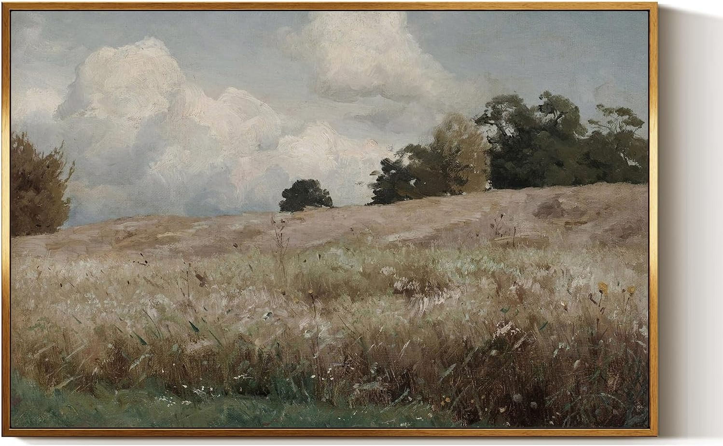 AEFER Golden Unframed Vintage Canvas Wall Art Crop Fields Classic ...