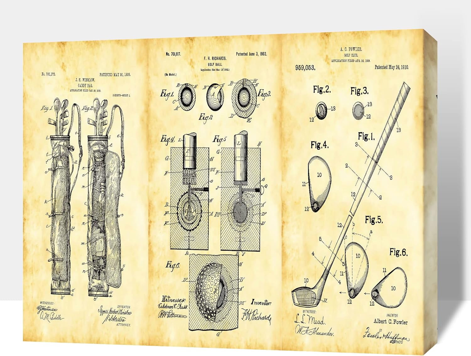 AEFER Golf Wall Art, Vintage Golf Pictures Posters Canvas Print Wall Decor for Golfer's Man Cave ...