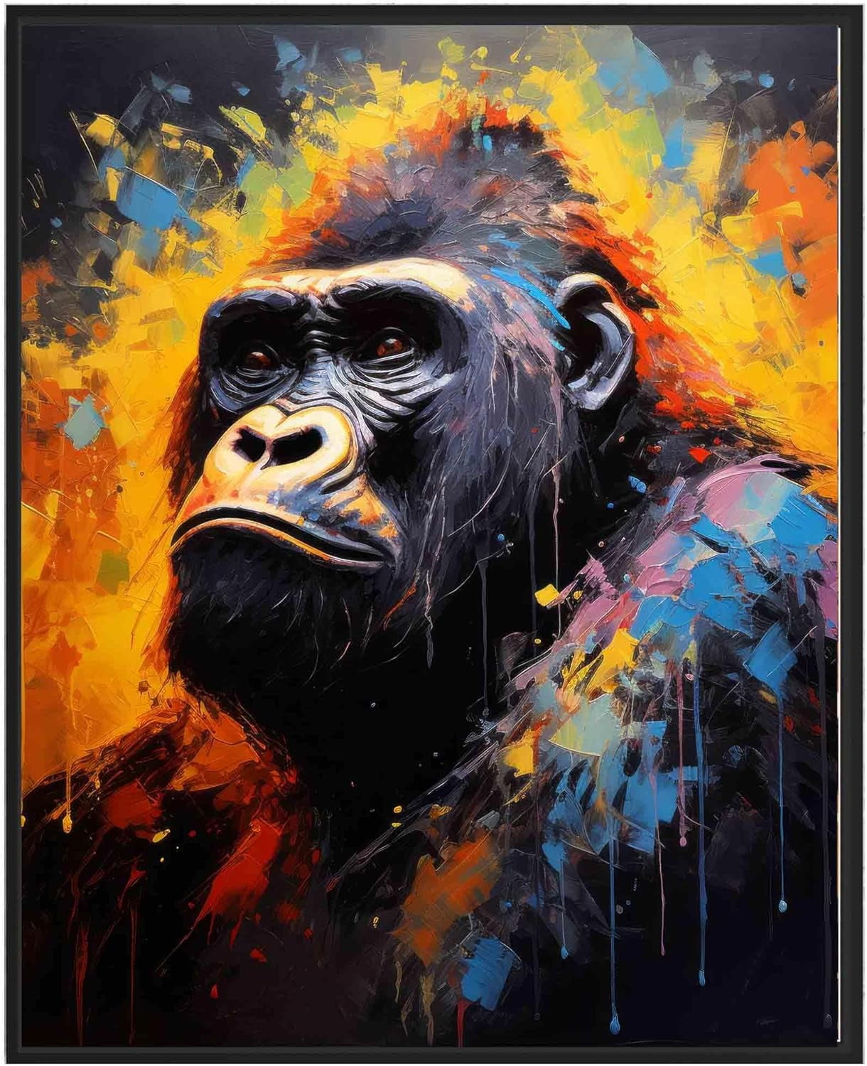 AEFER Gorilla Art Print, Animal Painting Wall Art Abstract Artwork ...