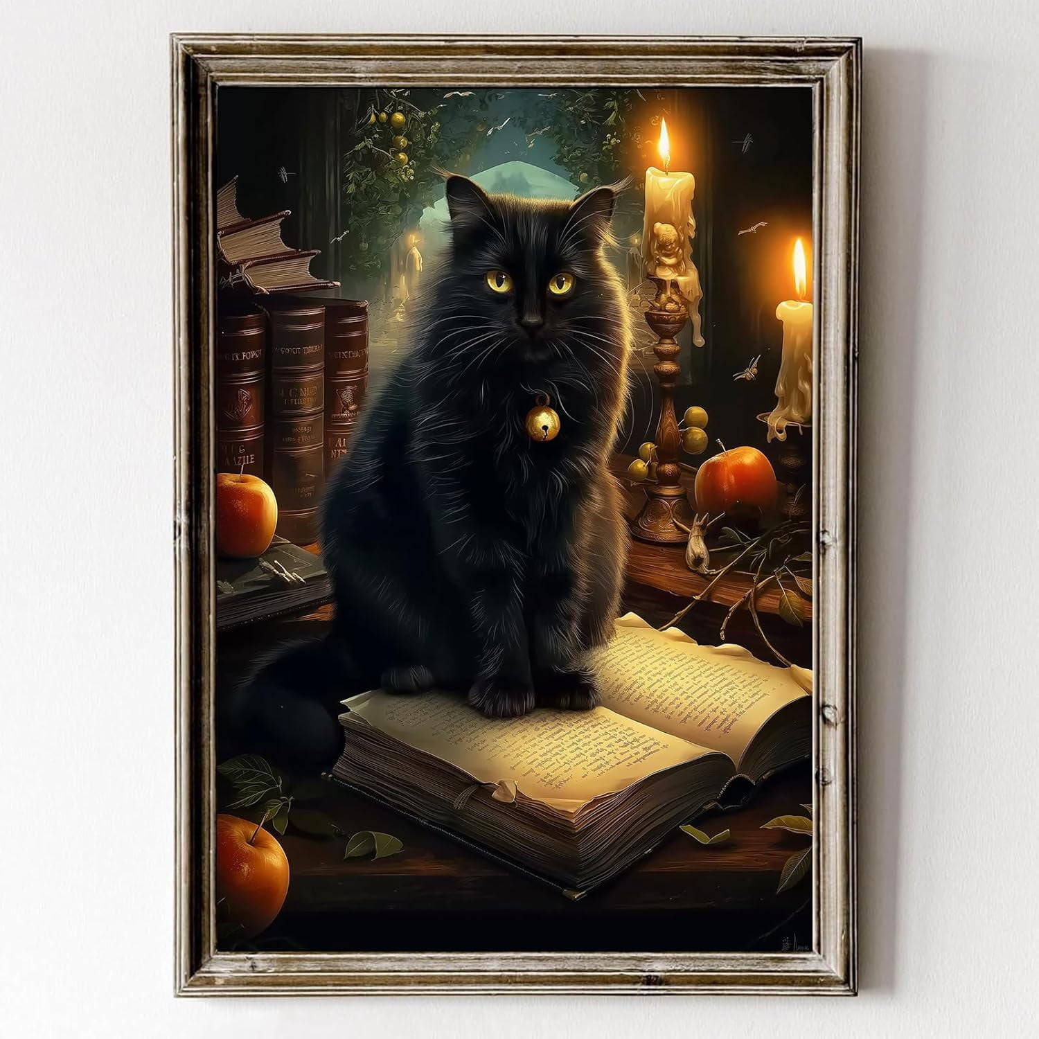 AEFER Gothic Cat Wall Art Dark Moody Art Prints Black Cat Halloween ...