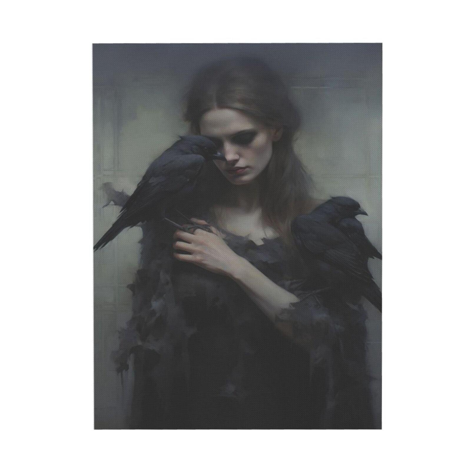 AEFER Gothic Crow Wall Art Vintage Witch Pictures Dark Academia ...