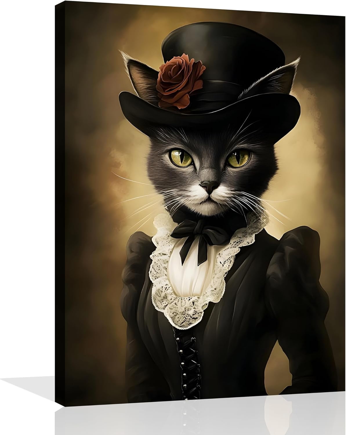 AEFER Gothic Lady Cat Wall Art Funny Cat Poster for Wall Halloween Lady ...