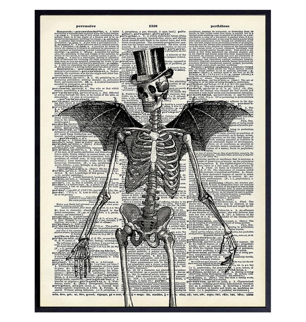 AEFER Gothic Skeleton Decor 11x14 - Halloween Decorations - Steampunk ...