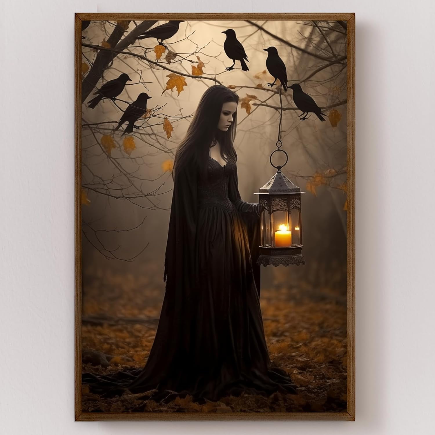 AEFER Gothic Victorian Wall Art Vintage Crow Canvas Black Crow Pictures ...