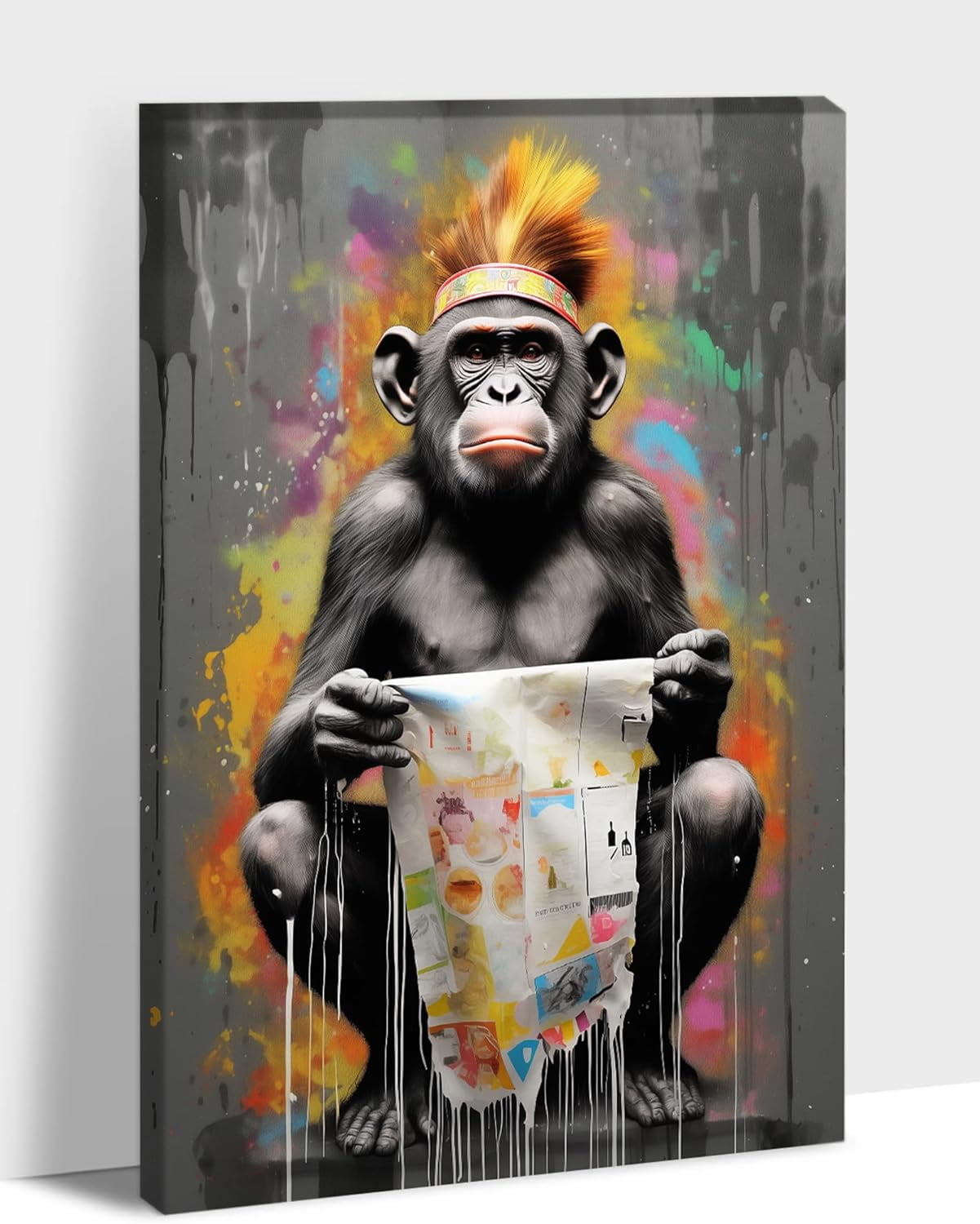 ASPORIC Sloth Wall Art Watercolor Animal Canvas Colorful Sloth Painting ...