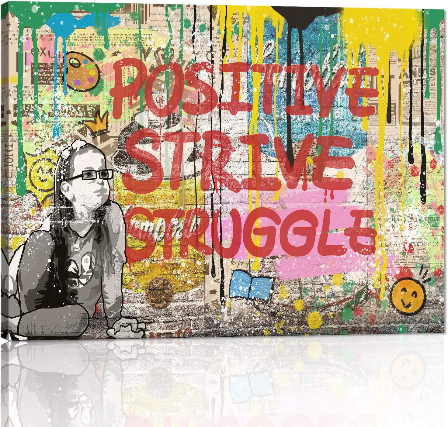 AEFER Graffiti Canvas Wall Art for Living Room Girl Street Graffiti ...