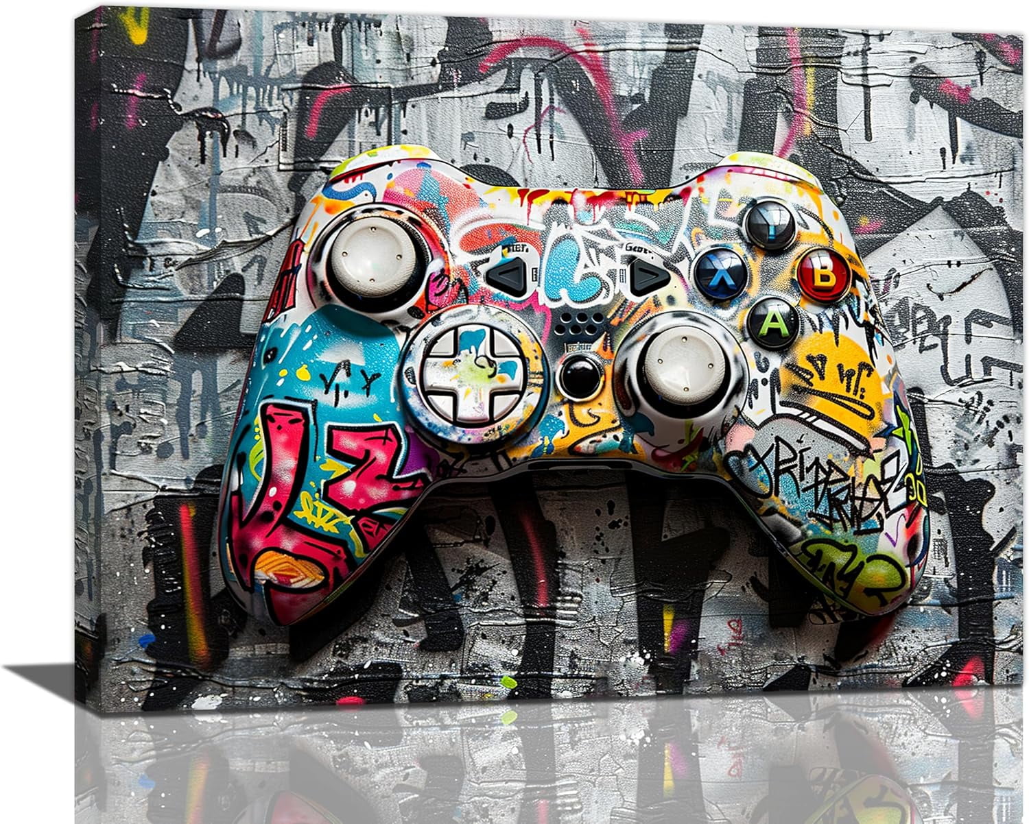 AEFER Graffiti Gaming Room Decor Wall Art Banksy Gaming Gamepad ...