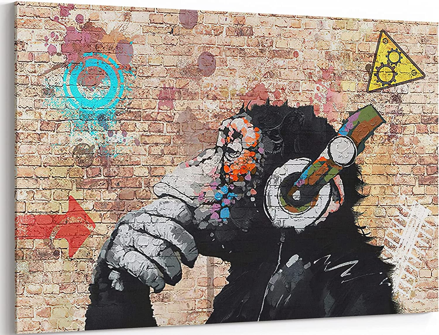 AEFER Graffiti Wall Decor Banksy Canvas Wall Art Print Dj Thinking ...