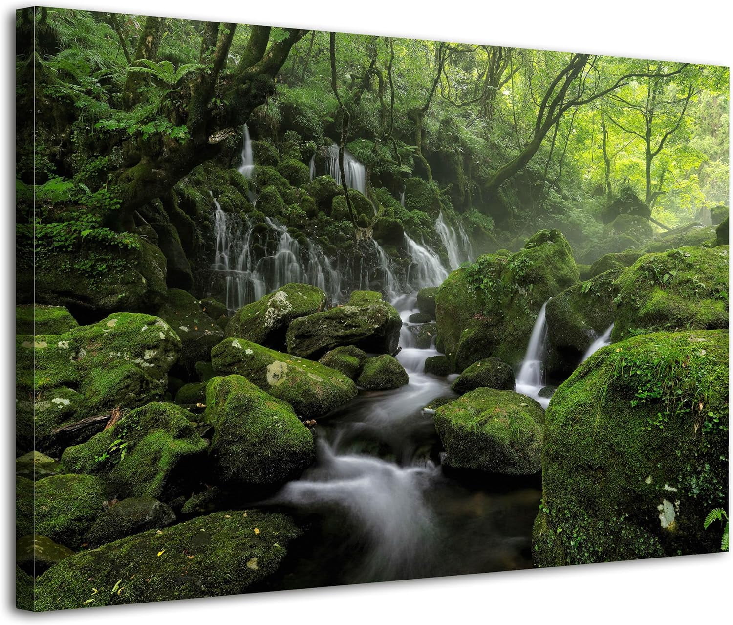 AEFER Green Forest Wall Art Nature Foggy Mountain Canvas Picture for ...
