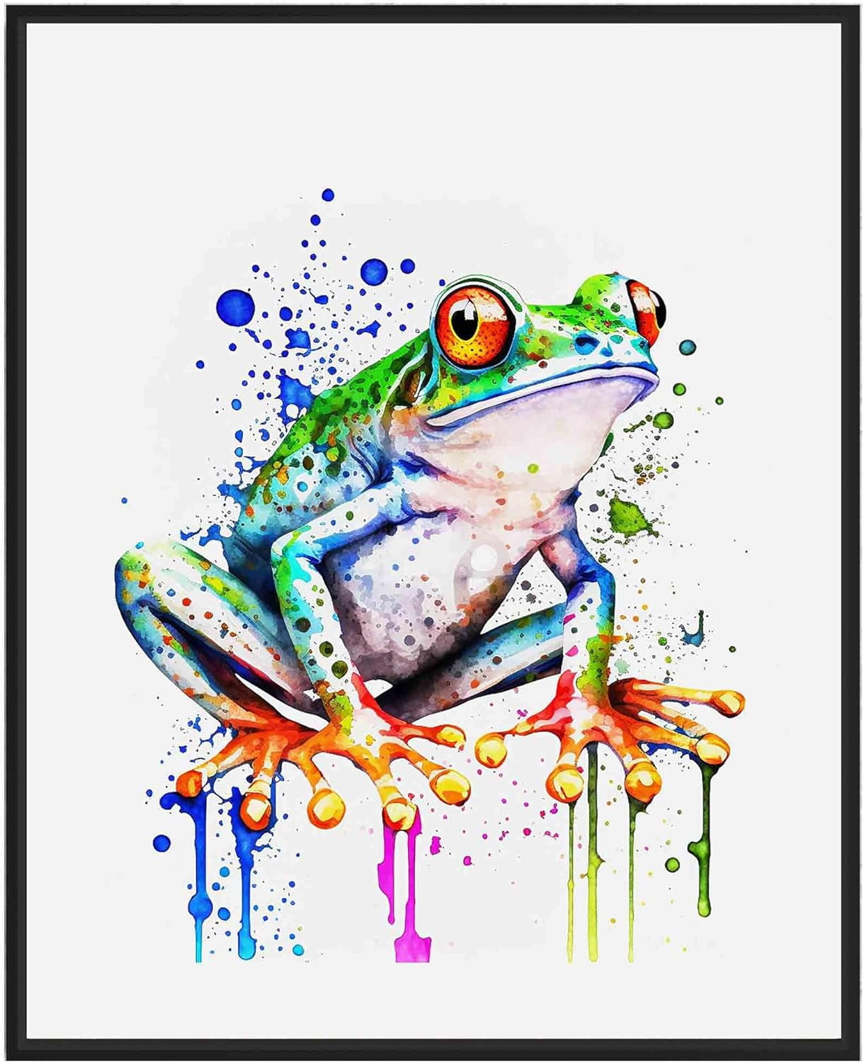 AEFER Green Frog Art Print Poster, Abstract Watercolor Animal Wall Art Prints, WIldlife Nature ...