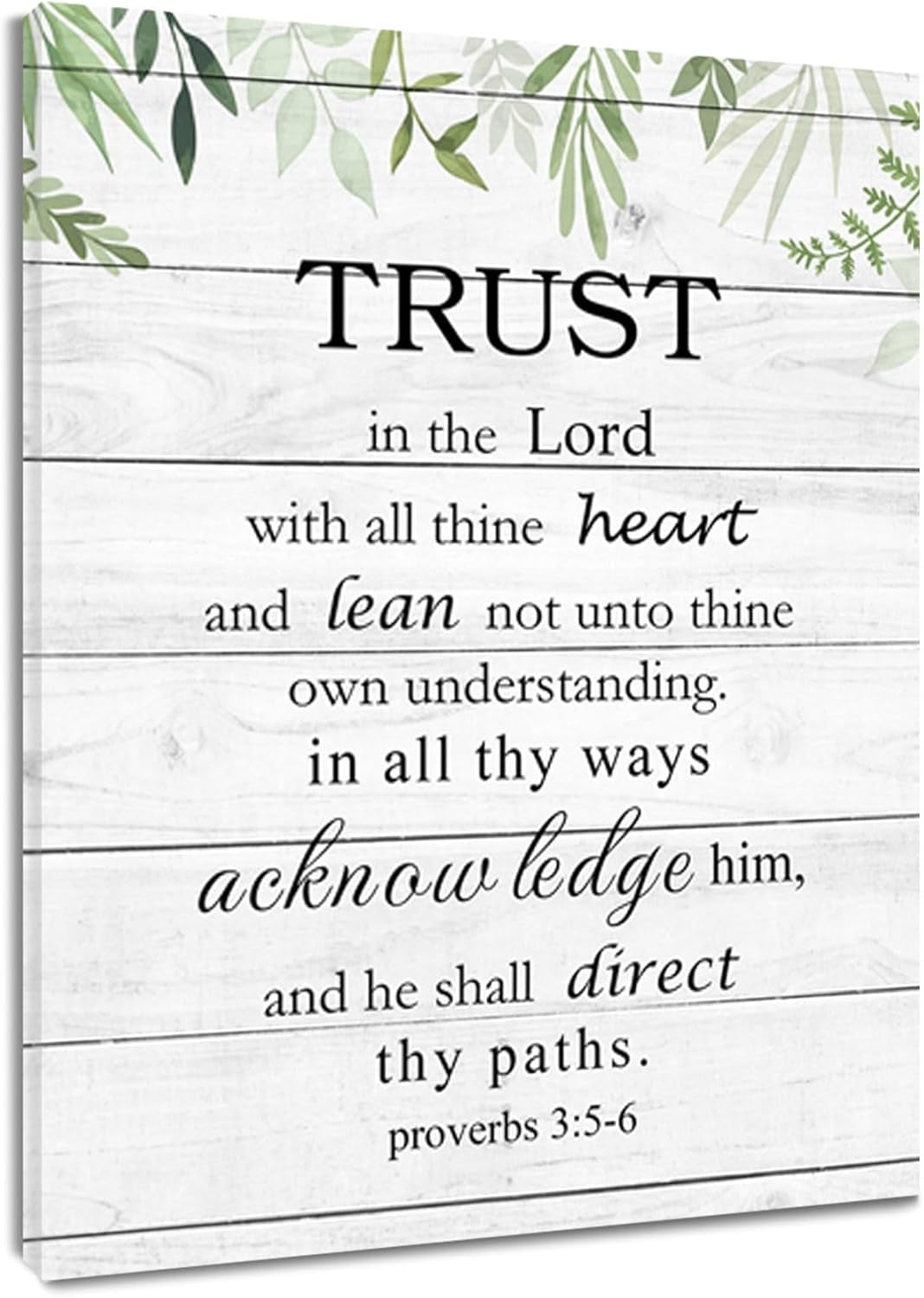 AEFER Green Plant Bible Verse Canvas Wall Art Sage Green Leaf and ...