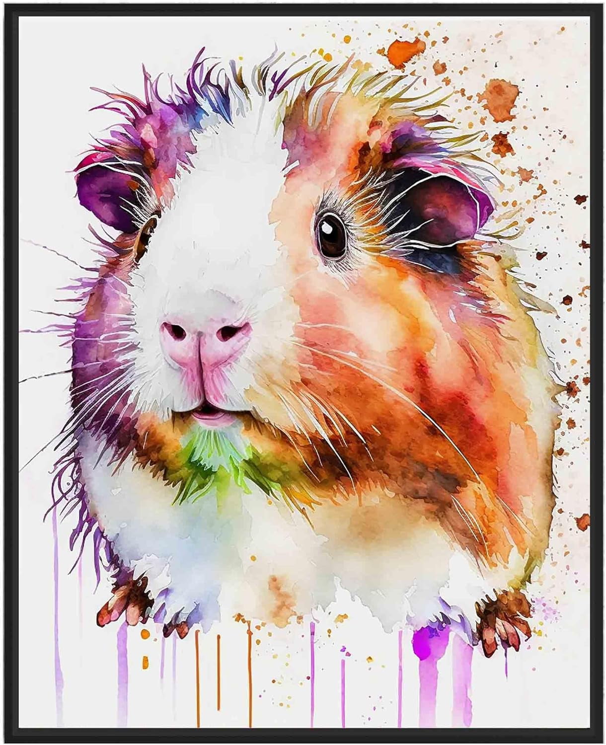 AEFER Guinea Pig Art Print Poster, Abstract Watercolor Animal Wall Art Prints, WIldlife Nature ...