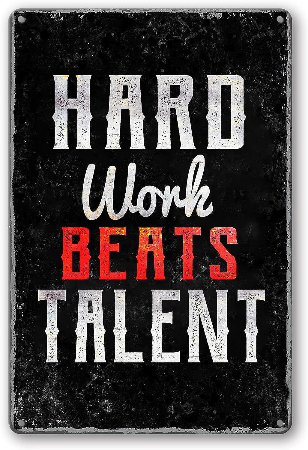 AEFER Gym Sign Gym Metal Tin Signs Gym Poster Hard Work Beats Talent ...