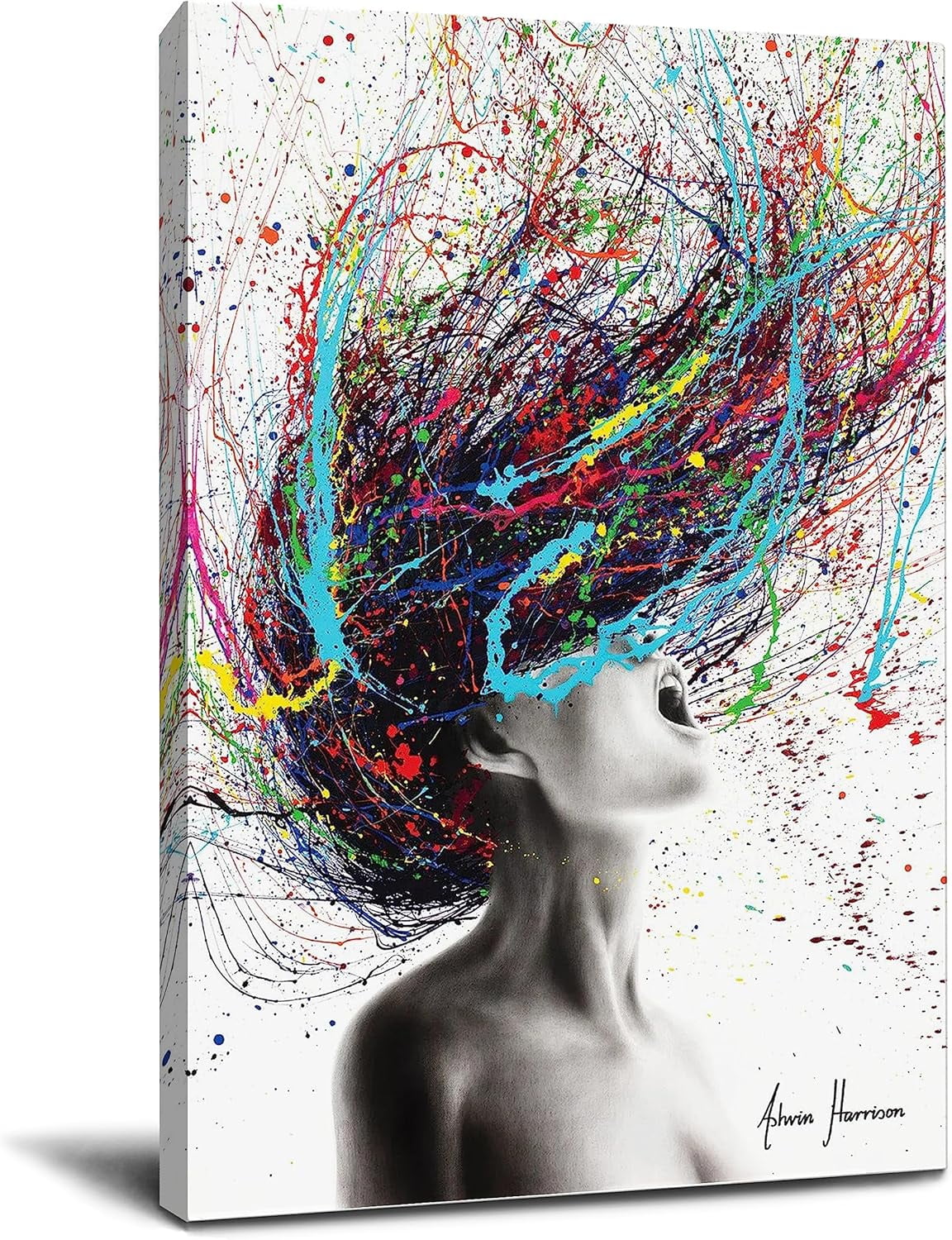 AEFER Hair Salon Fashion Women Girl And Colorful Dancing Hair Canvas ...