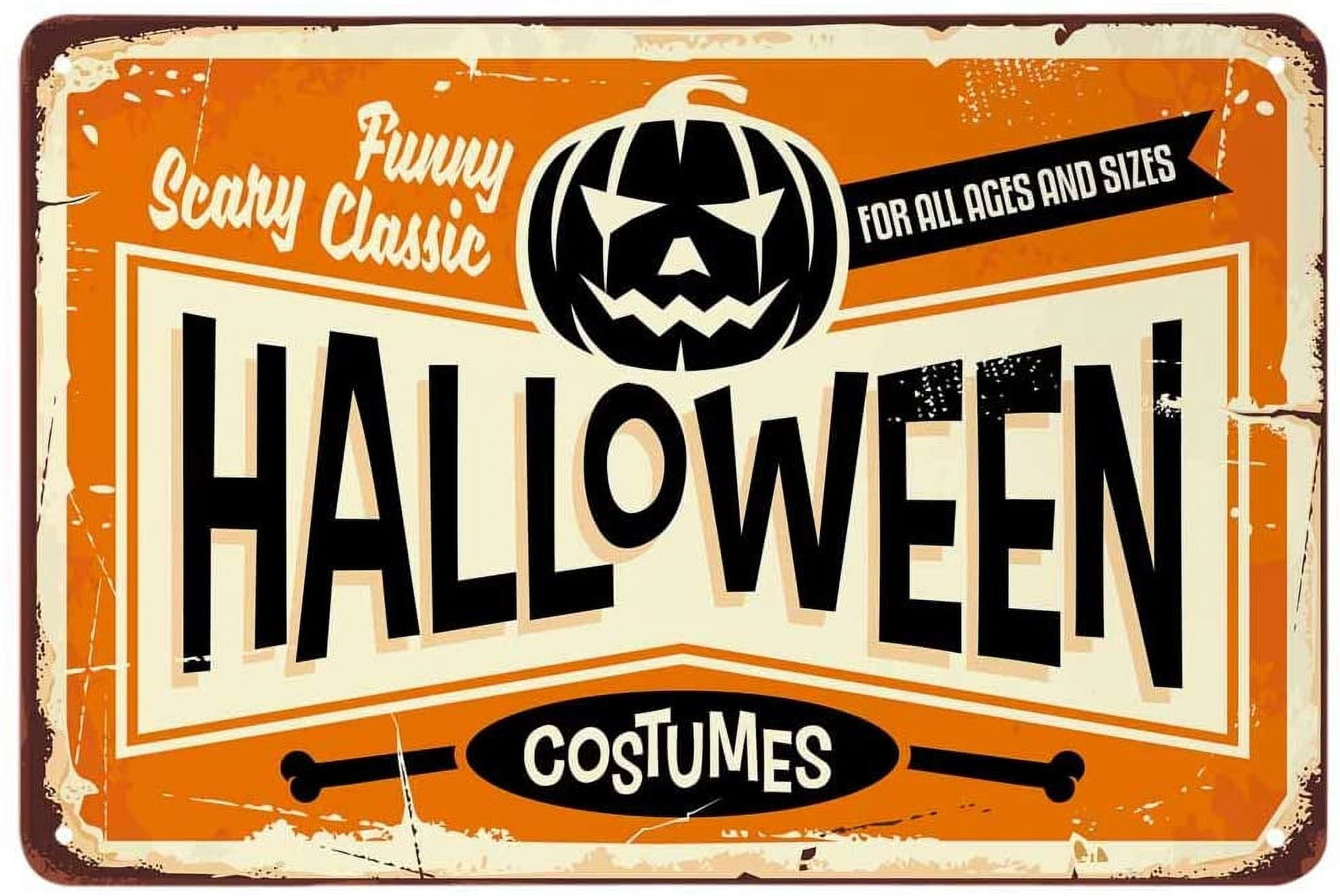 AEFER Halloween Costumes Shop Tin Sign,Pumpkin with Letter Funny Scary ...