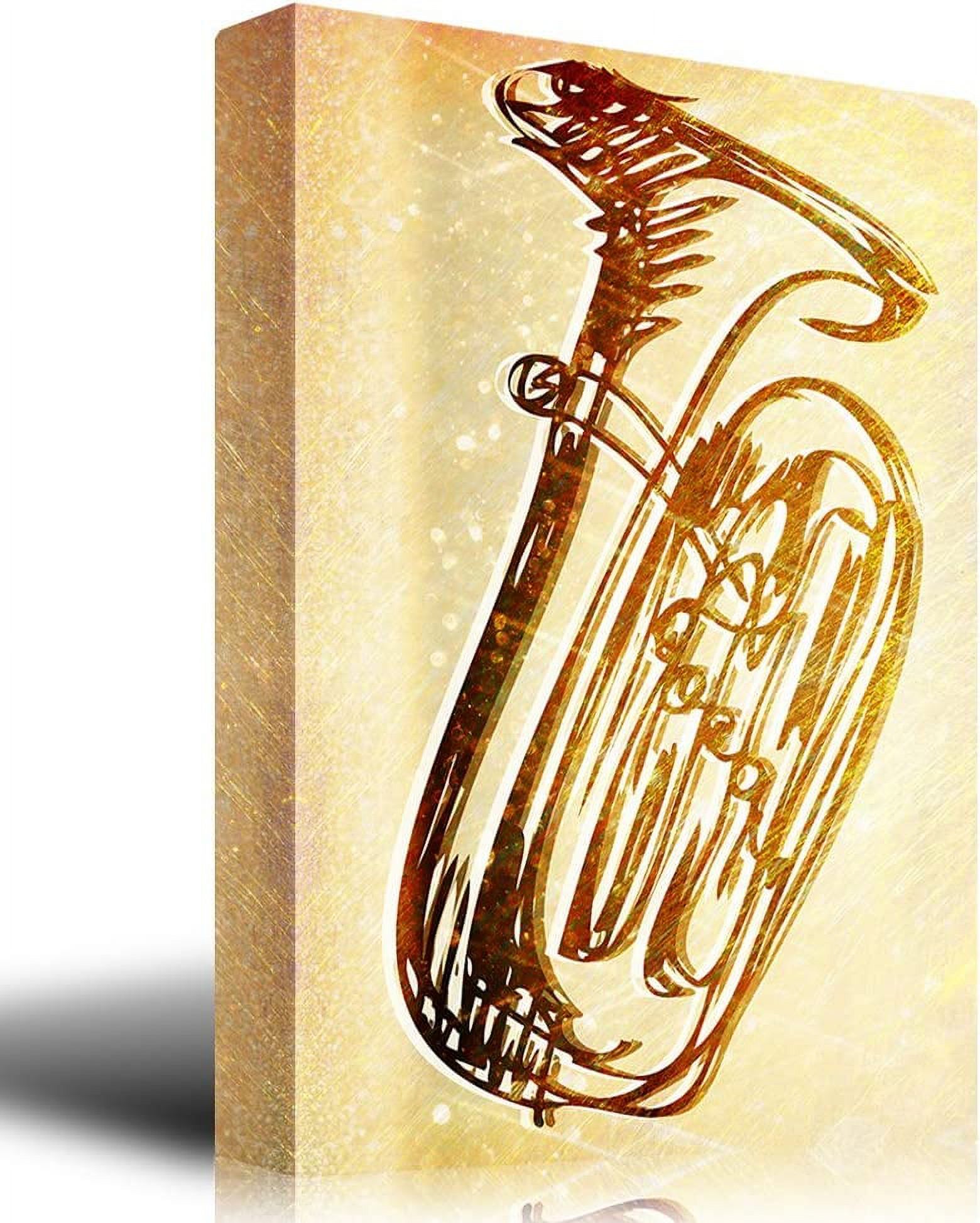 AEFER Hand Drawn Trumpet Over a Yellow Textured Background - Canvas Art ...