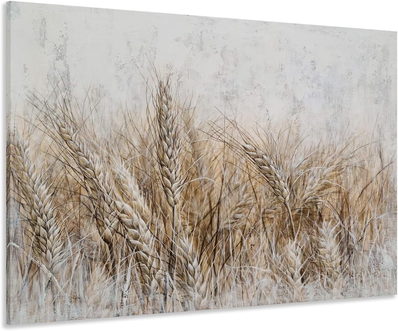 AEFER Hand Painted Textured Wheat Canvas Wall Art for Rustic Farmhouse ...