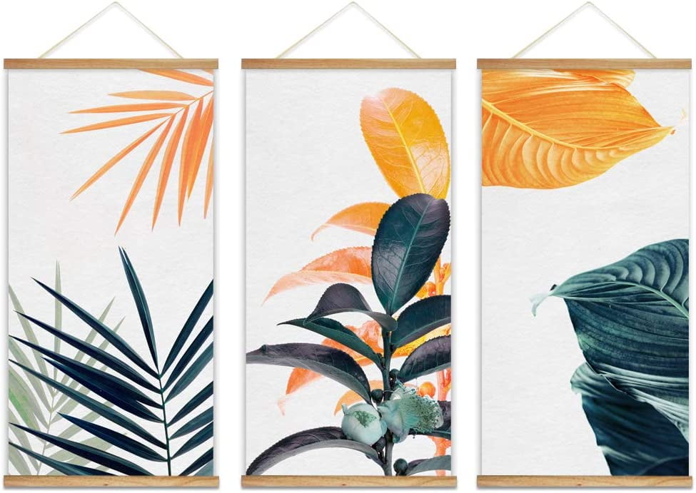 AEFER Hanging Poster with Wood Frames Beautiful Green Plants Home Wall ...
