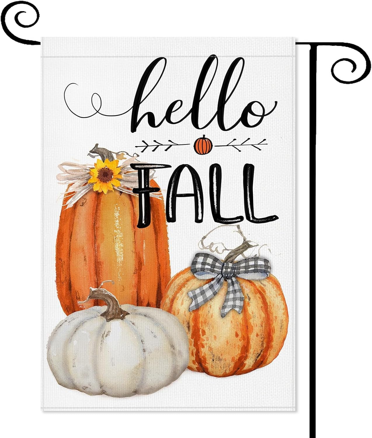 AEFER Hello Fall Garden Flag for Outside: Pumpkin Sunflower ...