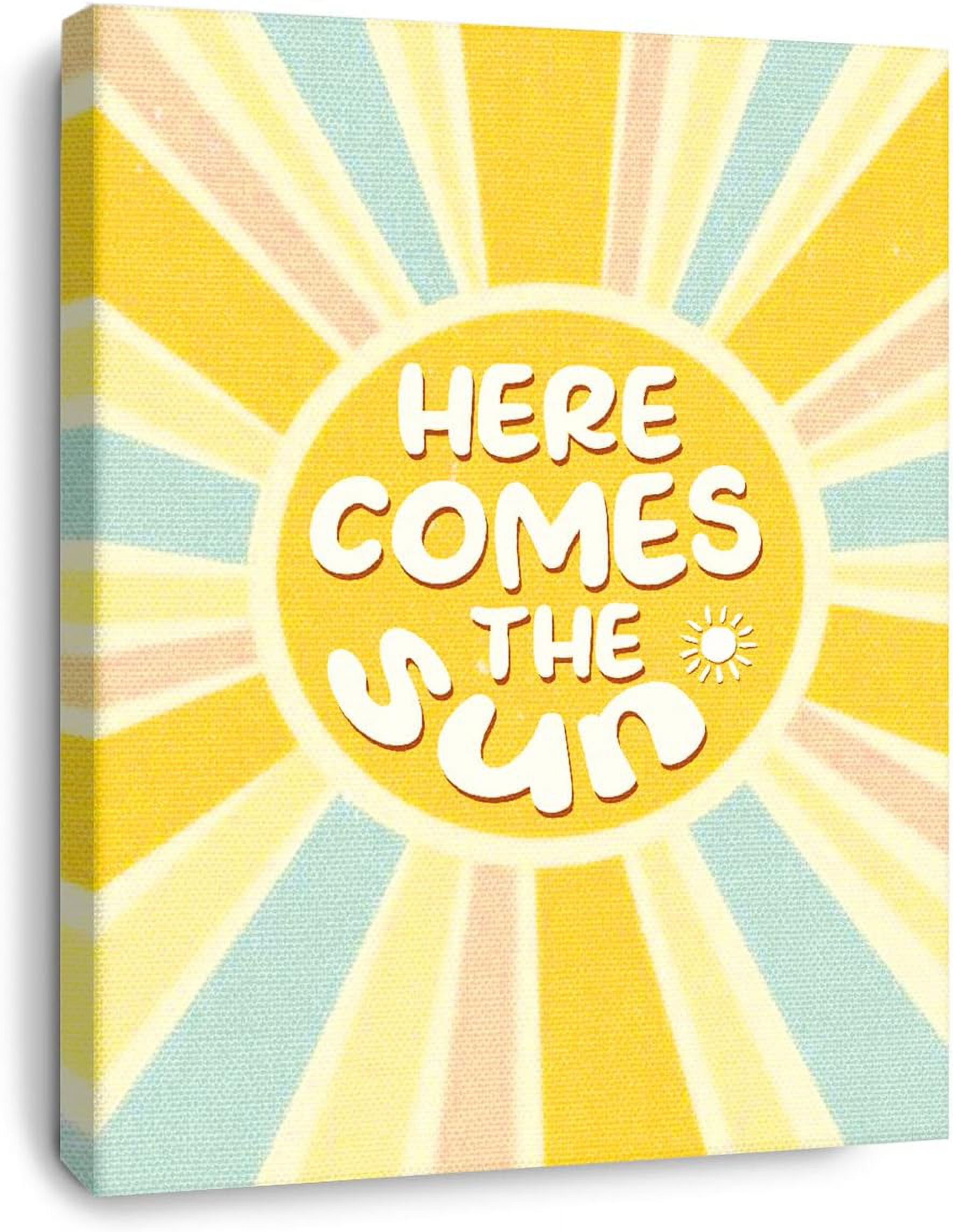 AEFER Here Comes the Sun Canvas Wall Art,Inspirational Summer Decor ...