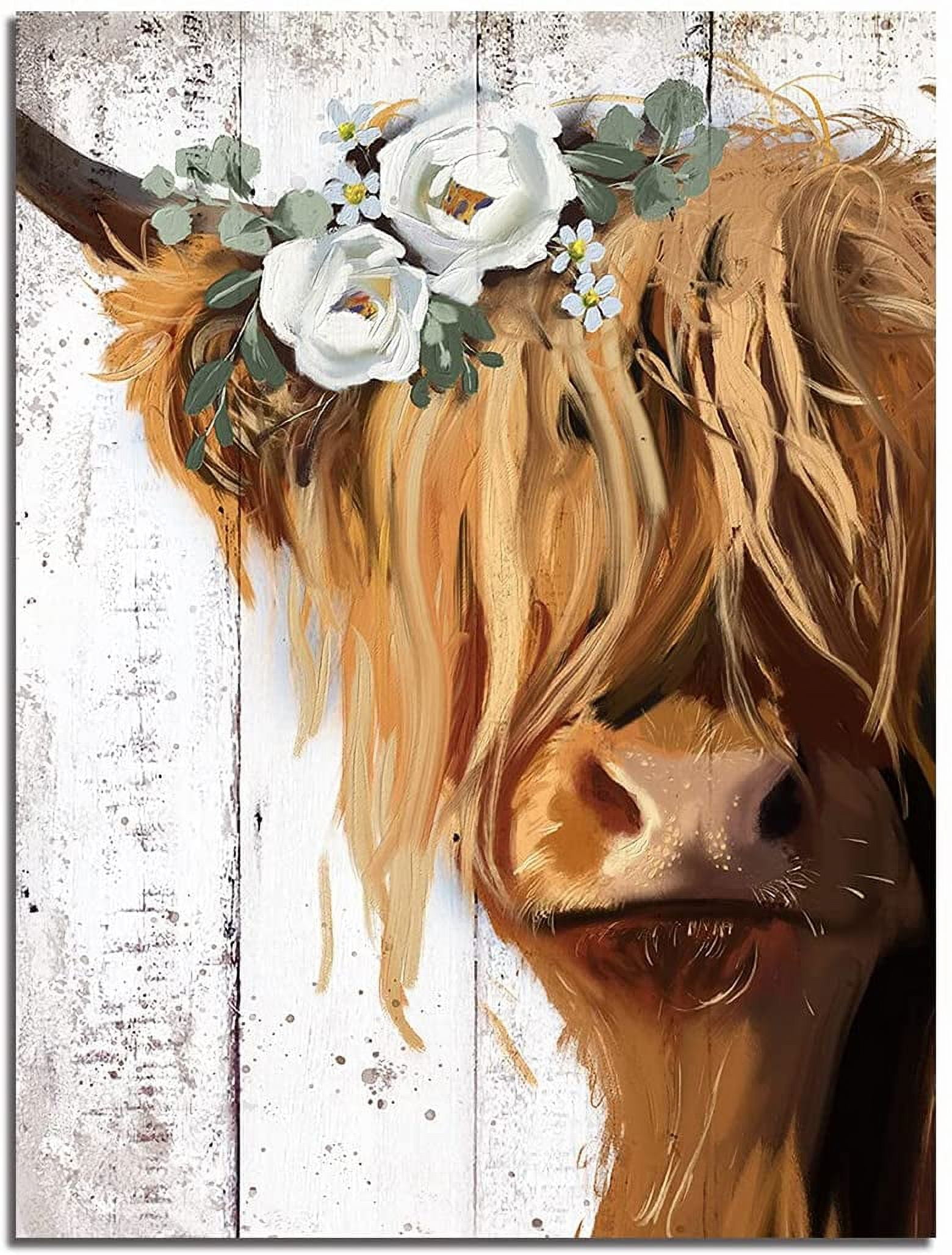AEFER Highland Cow Art and Farmhouse Wall Decor - Country Canvas ...