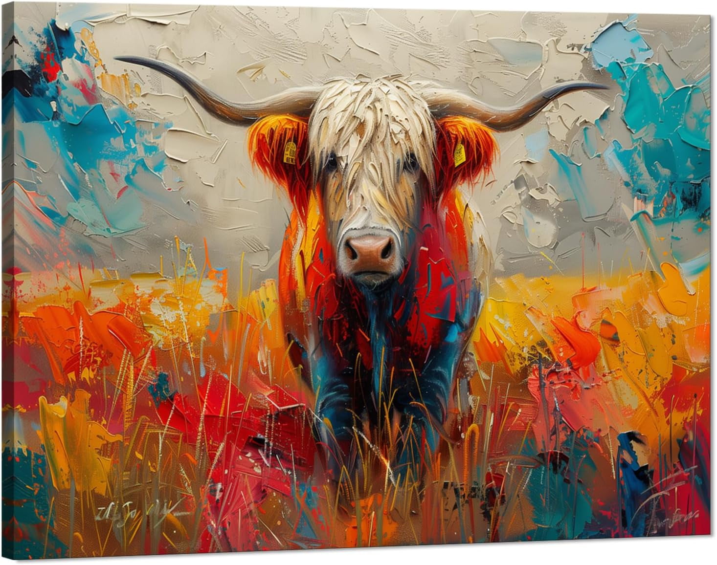 AEFER Highland Cow Wall Art Farmhouse Cow Picture Wall Decor Abstract ...