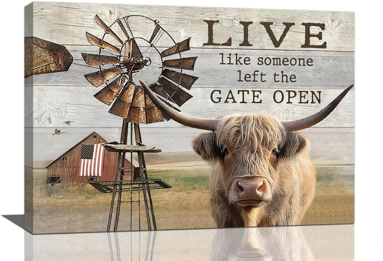 AEFER Highland Cow Wall Art Highland Cow Pictures Western Wall Decor ...
