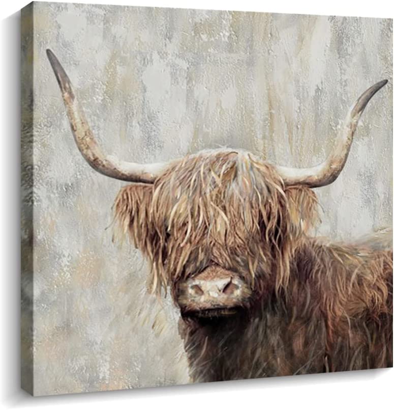 AEFER Highland Cow Wall Decor Farmhouse Canvas Wall Art Picture ...