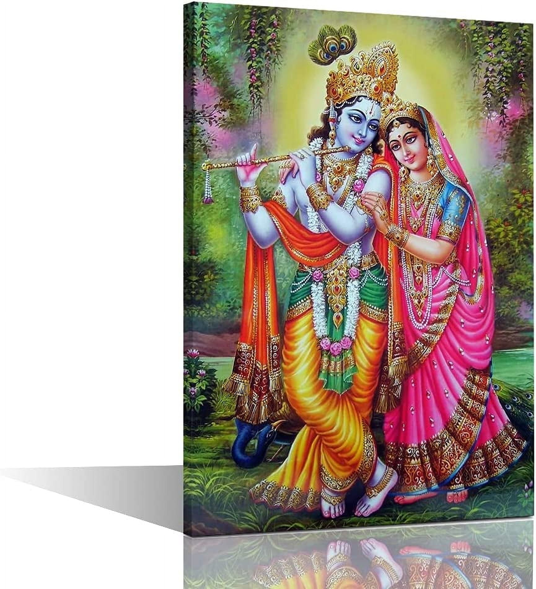 AEFER Hindu Wall Decor Lord Krishna Poster Prints on Canvas Krishna Indian Wall Art 1 Panel ...