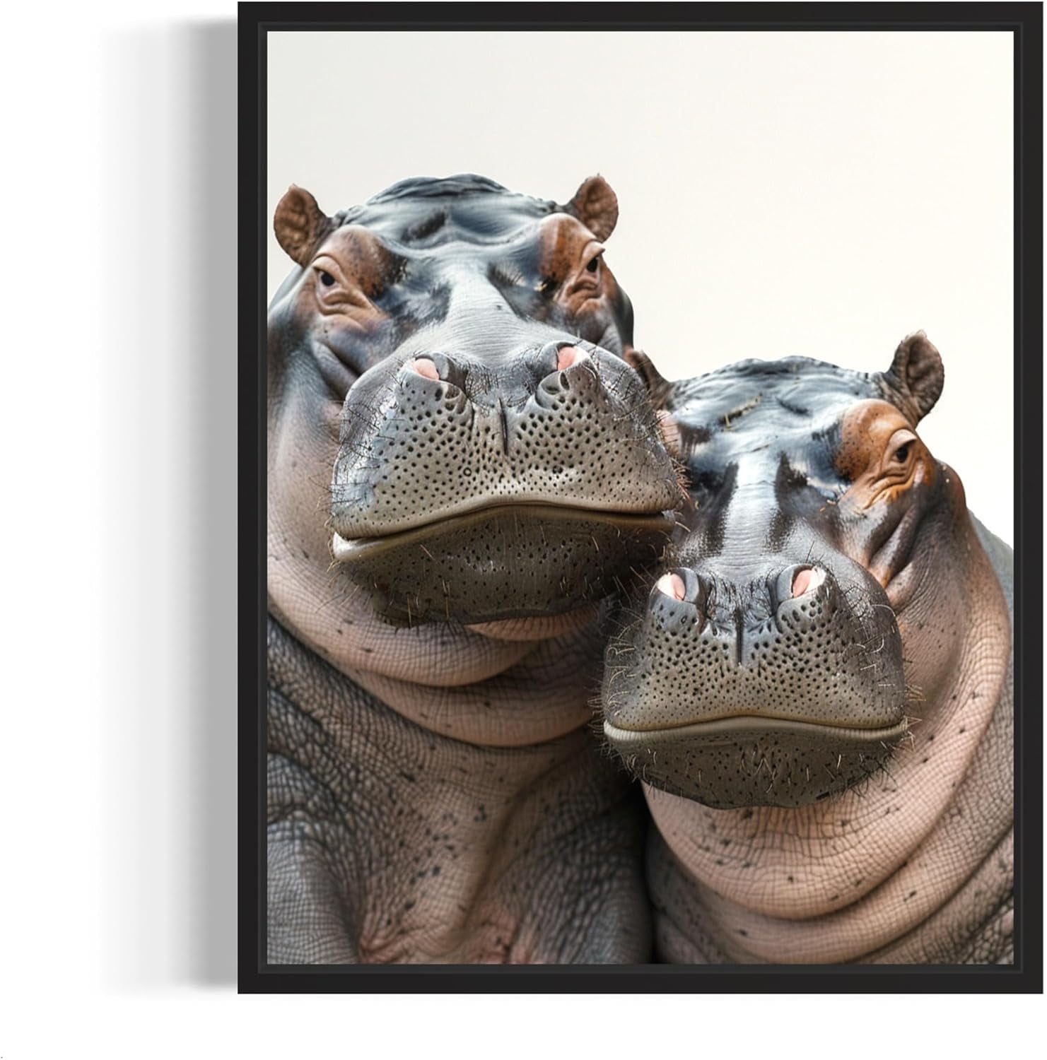 AEFER Hippo LovePoster Art Print, Animal Portrait Wall Art Nature Decor ...