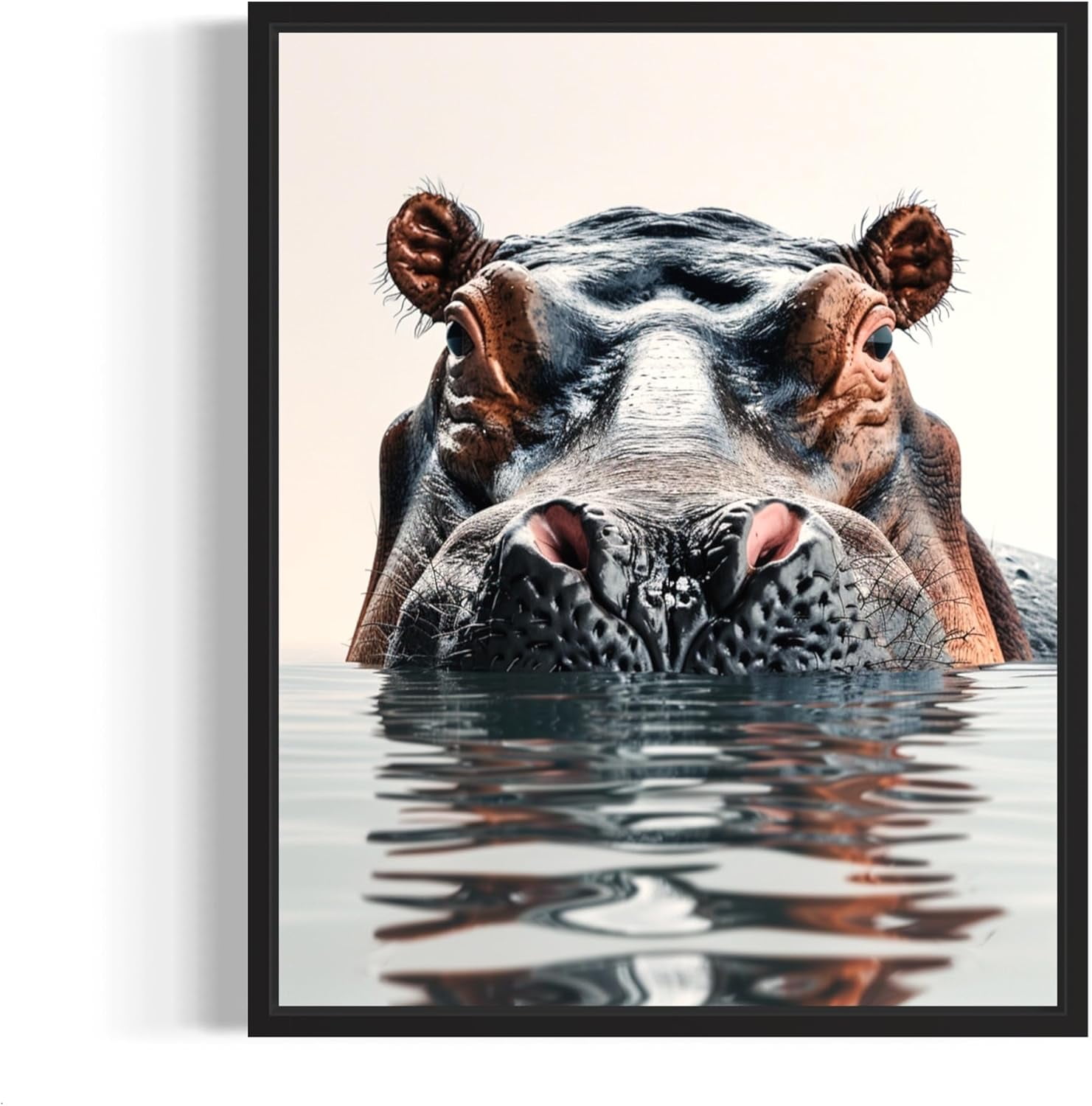 AEFER Hippo Poster Art Print, Animal Portrait Wall Art Nature Decor ...
