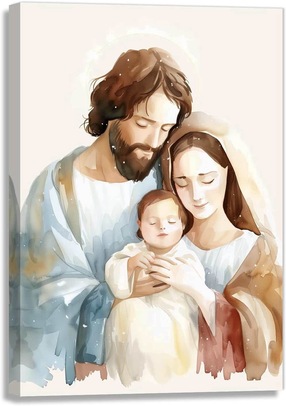 AEFER Holy Family Canvas Catholic Wall Art MoTher Mary Jesus And Baby ...