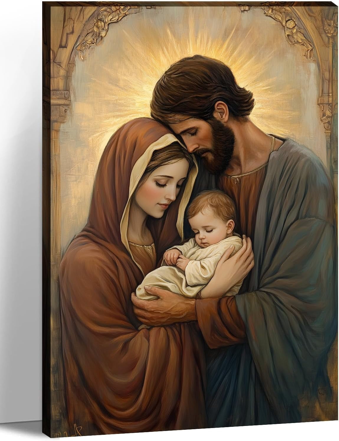 AEFER Holy Family Canvas Wall Art Catholic Art Jesus and Virgin Mary ...