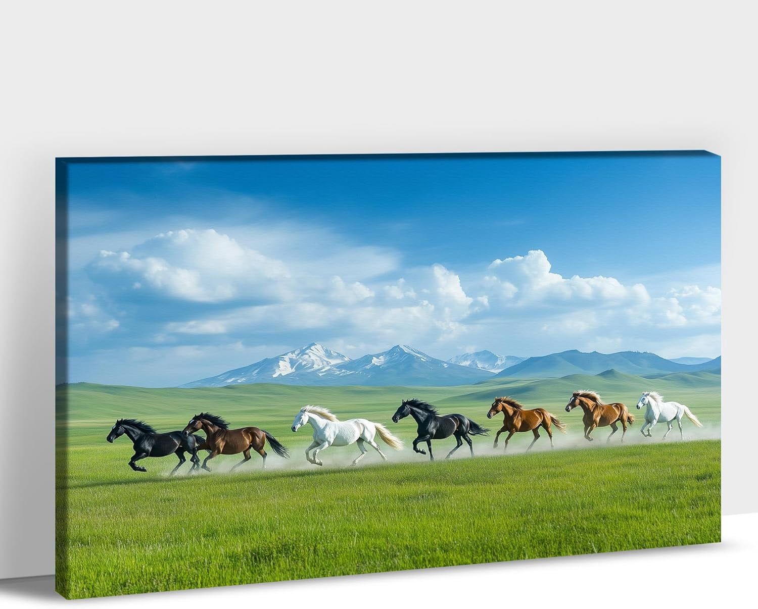 AEFER Horse Pictures Wall Decor, Prairie Run 7 Horses Posters Canvas ...