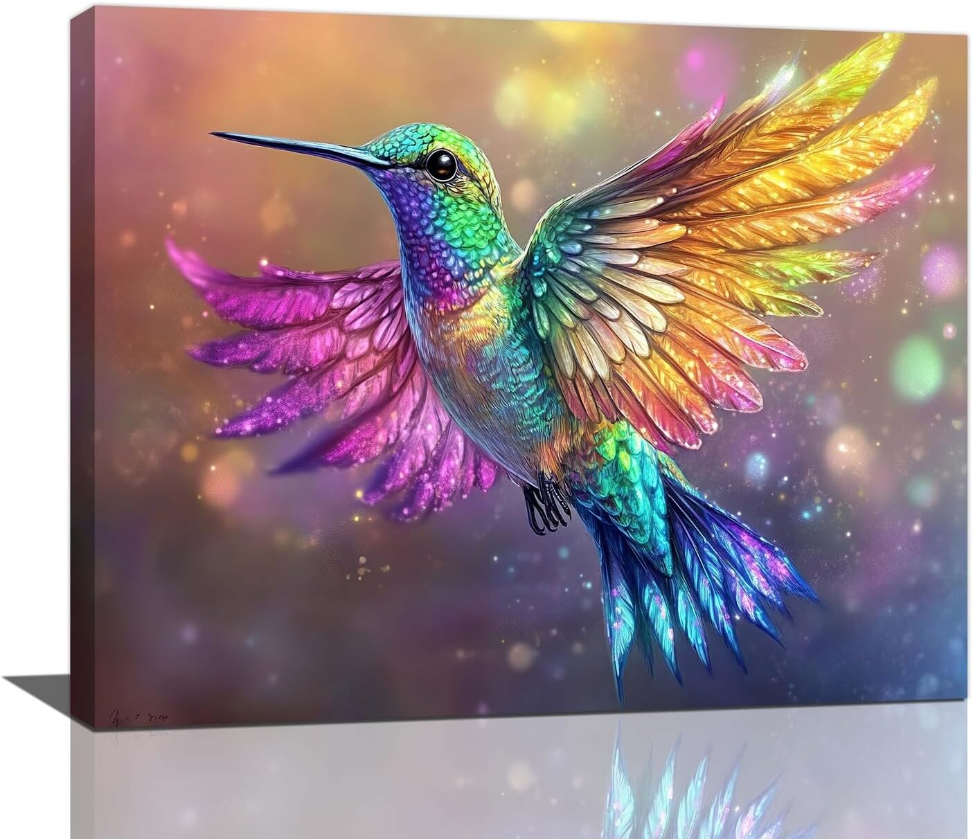 AEFER Hummingbird Canvas Wall Art Colorful Hummingbird Pictures Decor ...