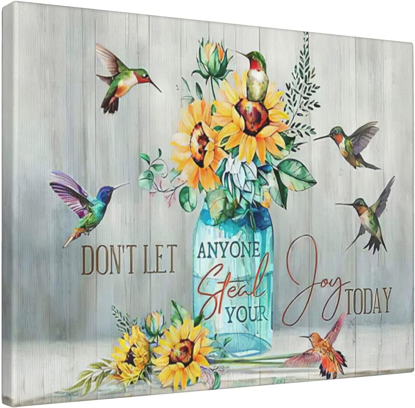 AEFER Hummingbird Sunflower Bathroom Decor Wall Art Motivational Quotes ...