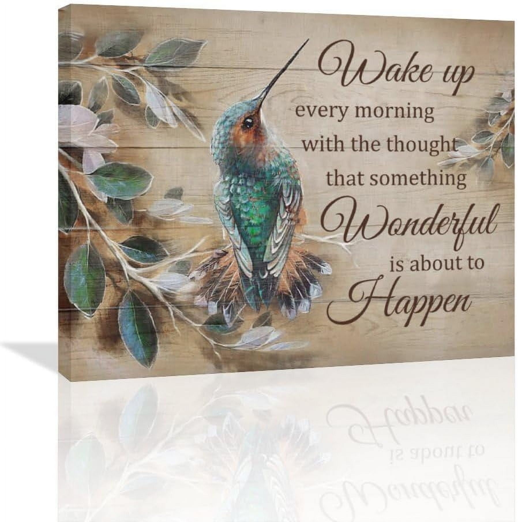 AEFER Hummingbird Wall Art Rustic Hummingbird Pictures Wall Decor ...