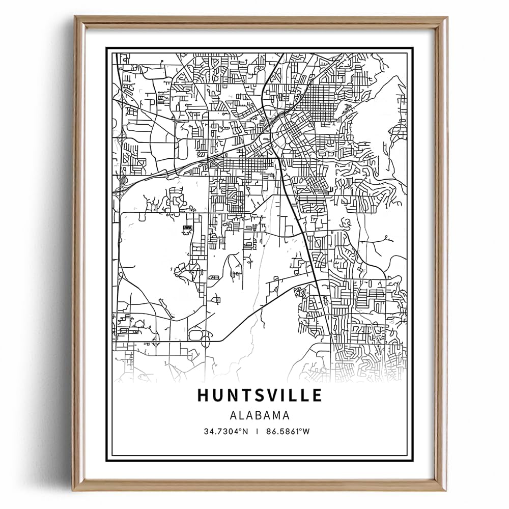 AEFER Huntsville Poster - Minimalist Black White Wall Art - Huntsville ...