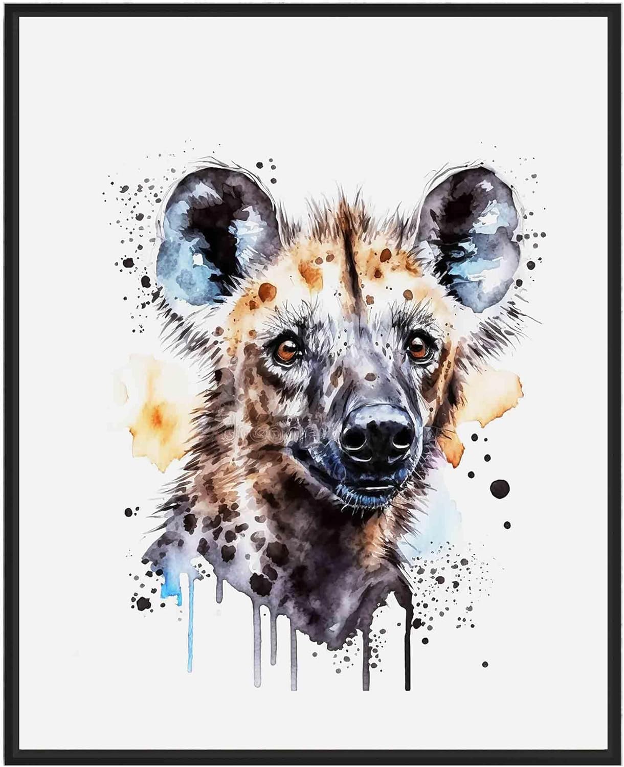 AEFER Hyena Art Print Poster, Abstract Watercolor Animal Wall Art ...