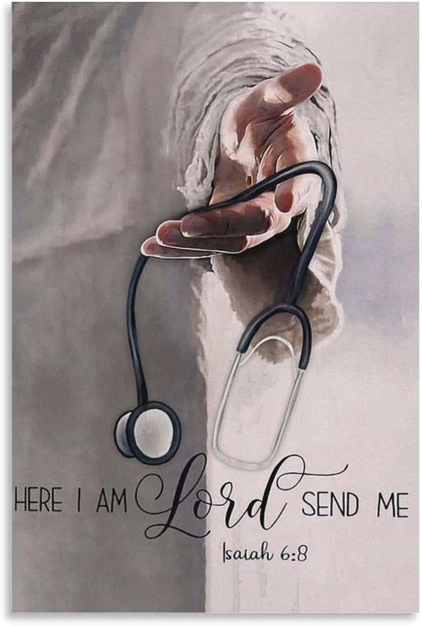 AEFER Here I Am Lord Send Me Nurse Gift Poster, Jesus Poster Painting ...