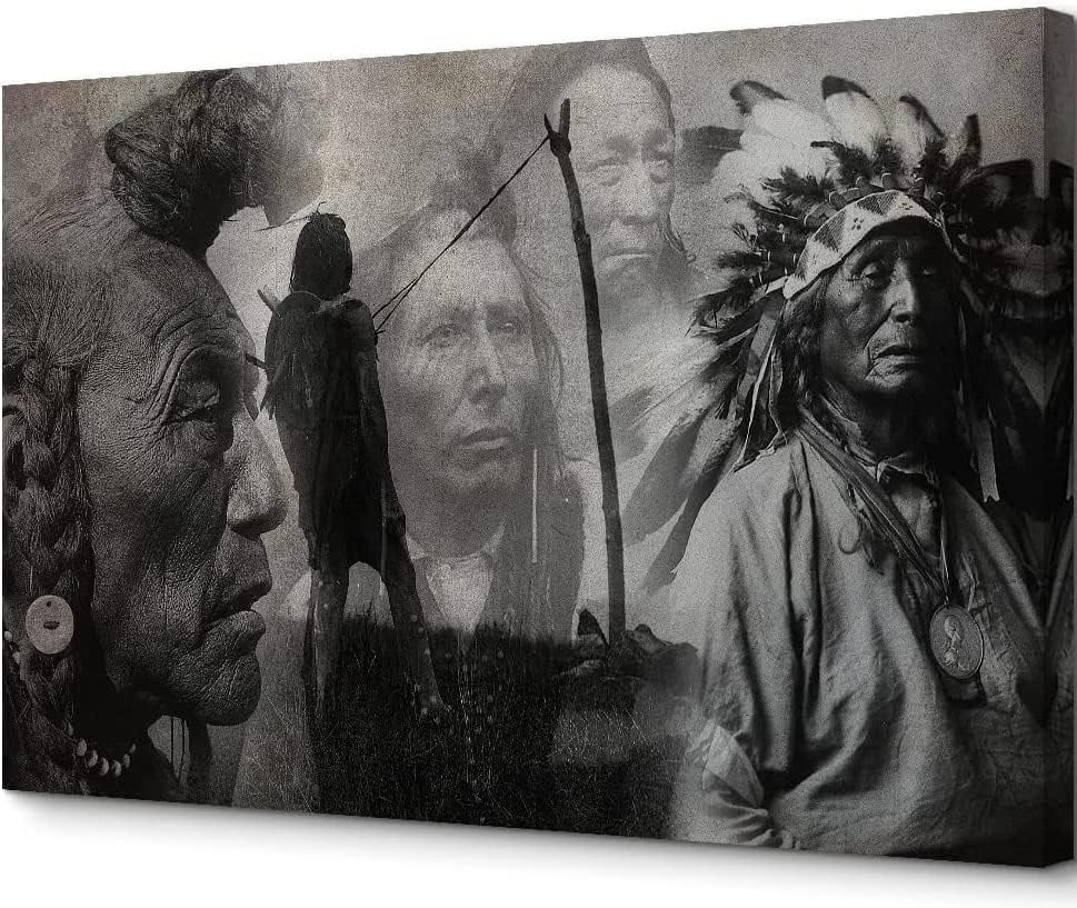 AEFER Indian Chief Canvas Wall Art Poster Prints Native American ...