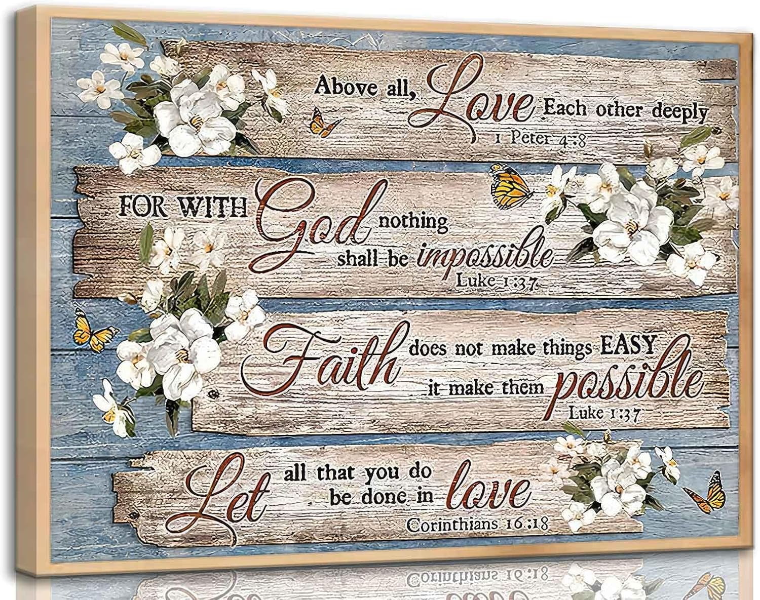 AEFER Inspirational Bible Verse Canvas Wall Art Christian Rustic ...