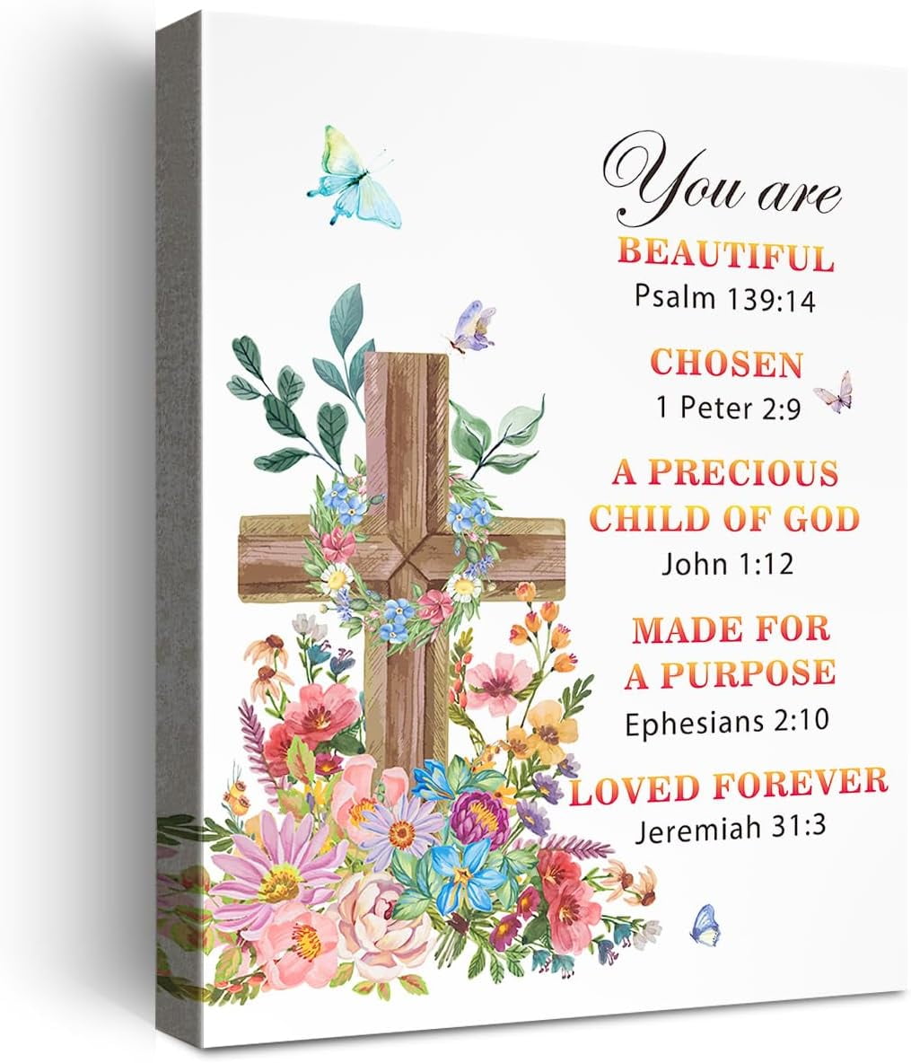 AEFER Inspirational Bible Verses Wall Decor,You Are Beautiful Flower ...