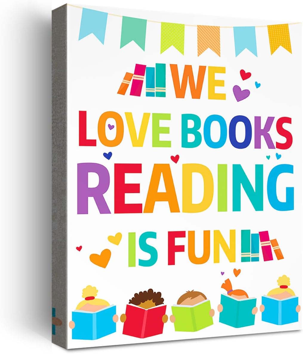 AEFER Inspirational Book Quote Wall Art for Classroom Decor,We Love ...