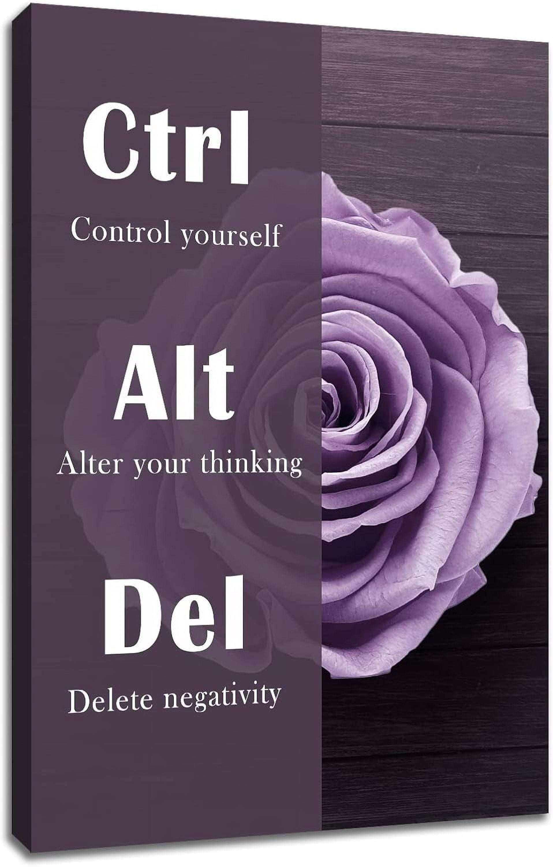 AEFER Inspirational Canvas Painting Ctrl Alt Del Word Motivational Wall ...