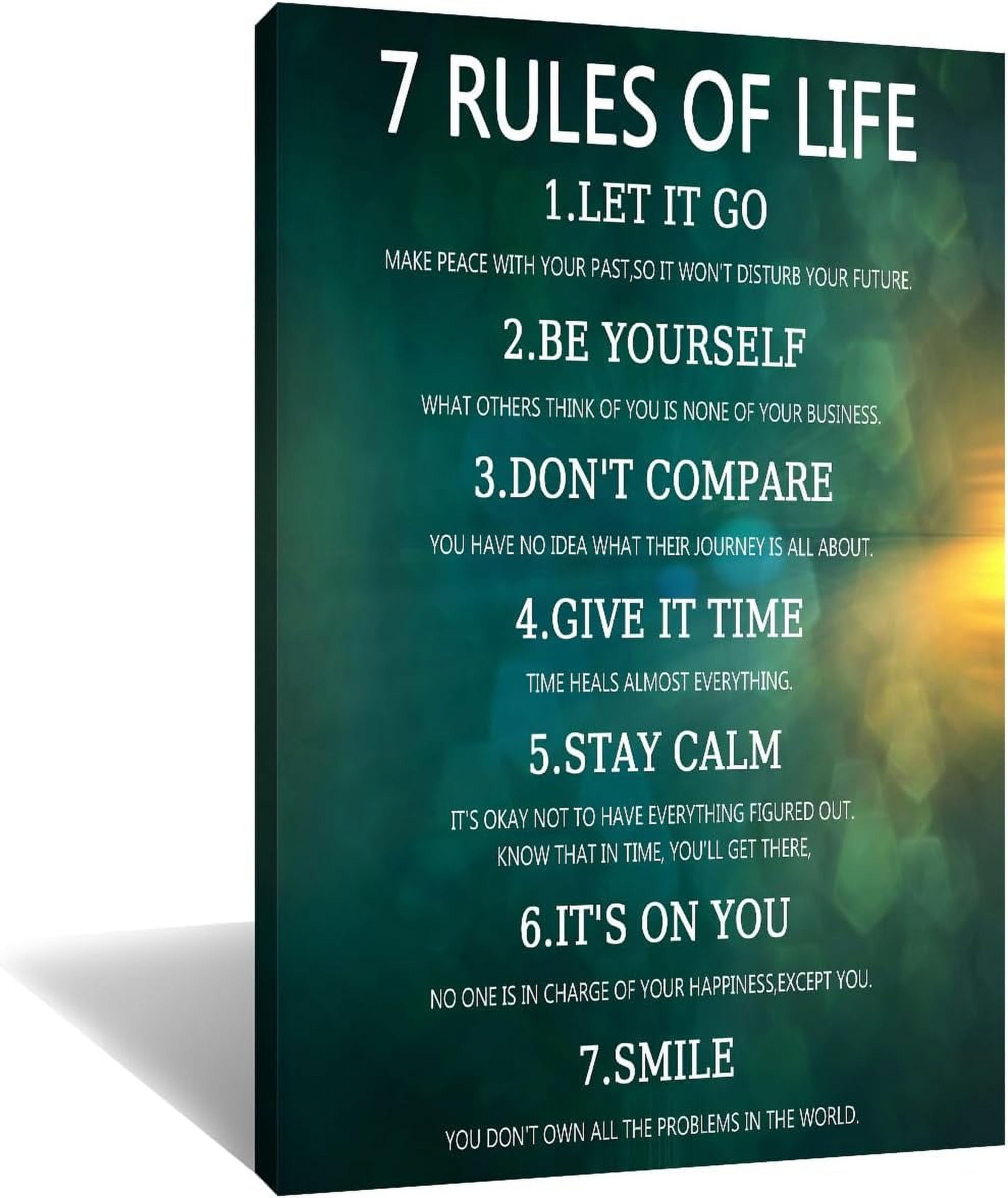 AEFER Inspirational Canvas Wall Art 7 Rules of Life Motivational ...