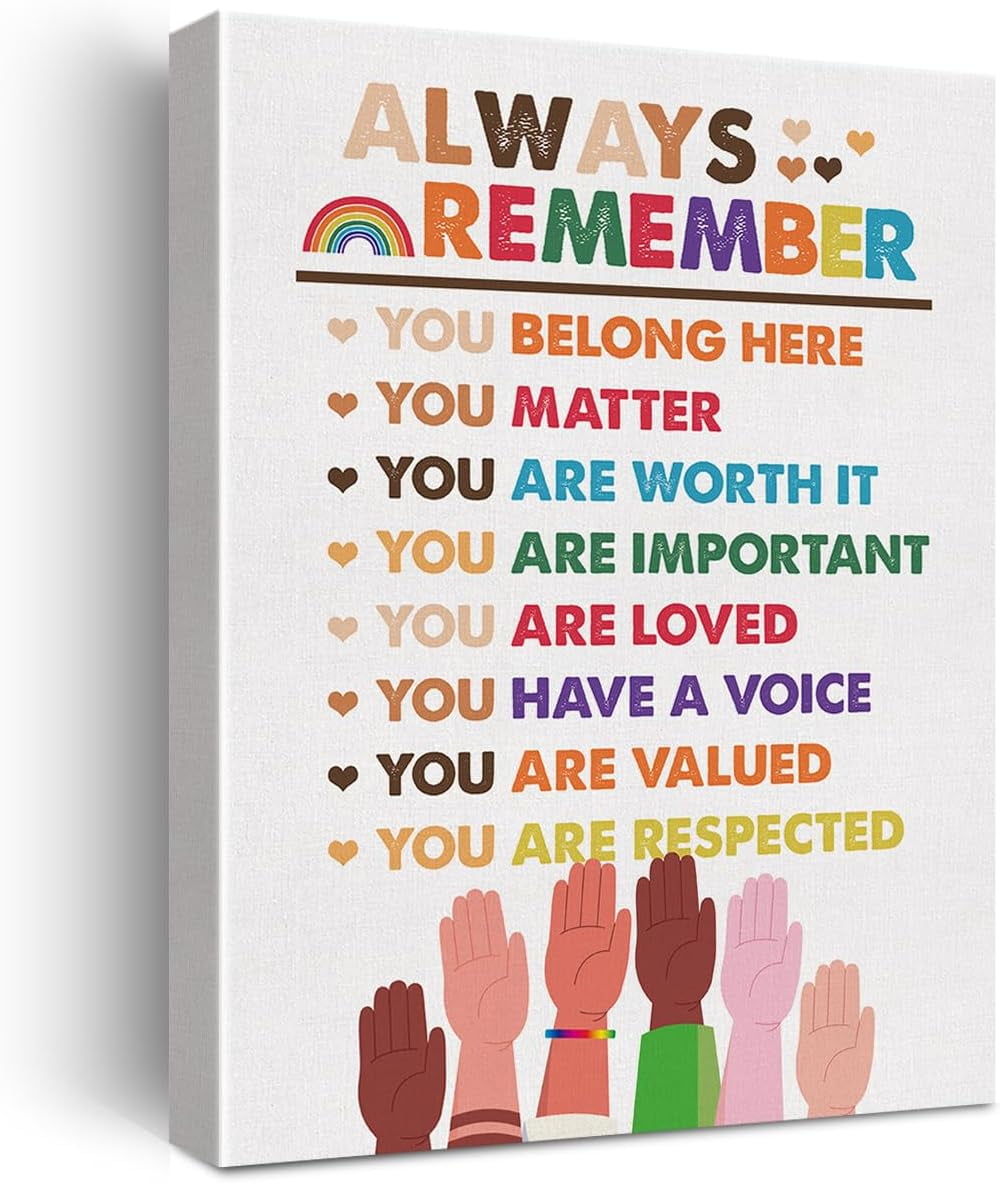 AEFER Inspirational Classroom Wall Art Decor Diversity Canvas Painting ...