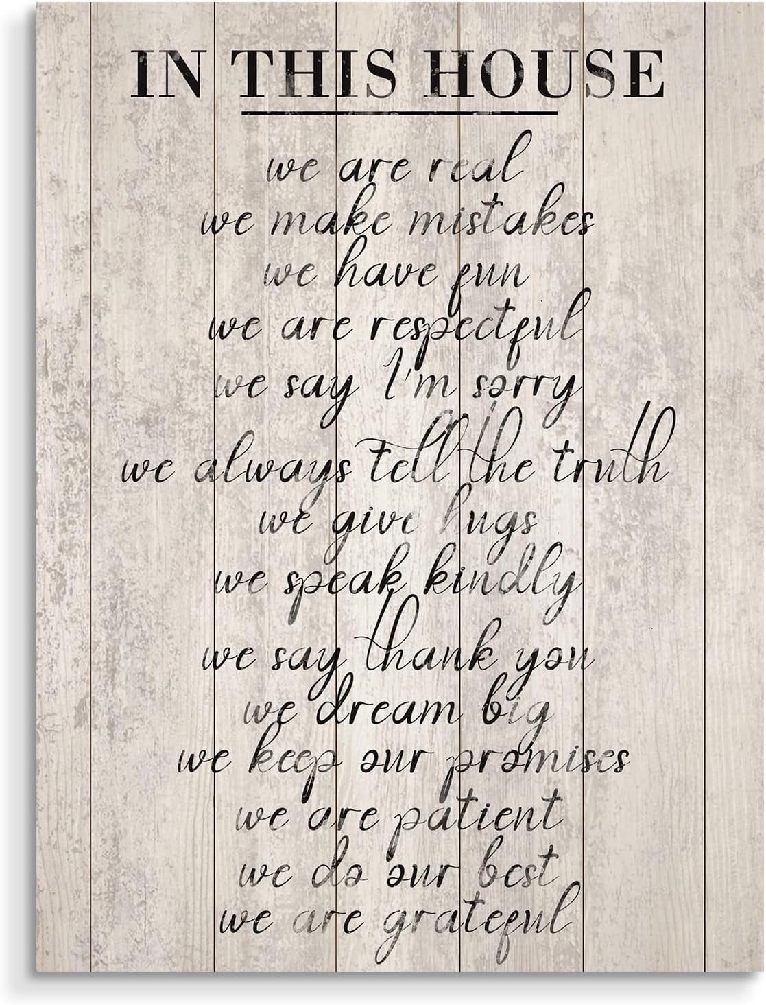 AEFER Inspirational Framed Wall Art In This House We are Real ...