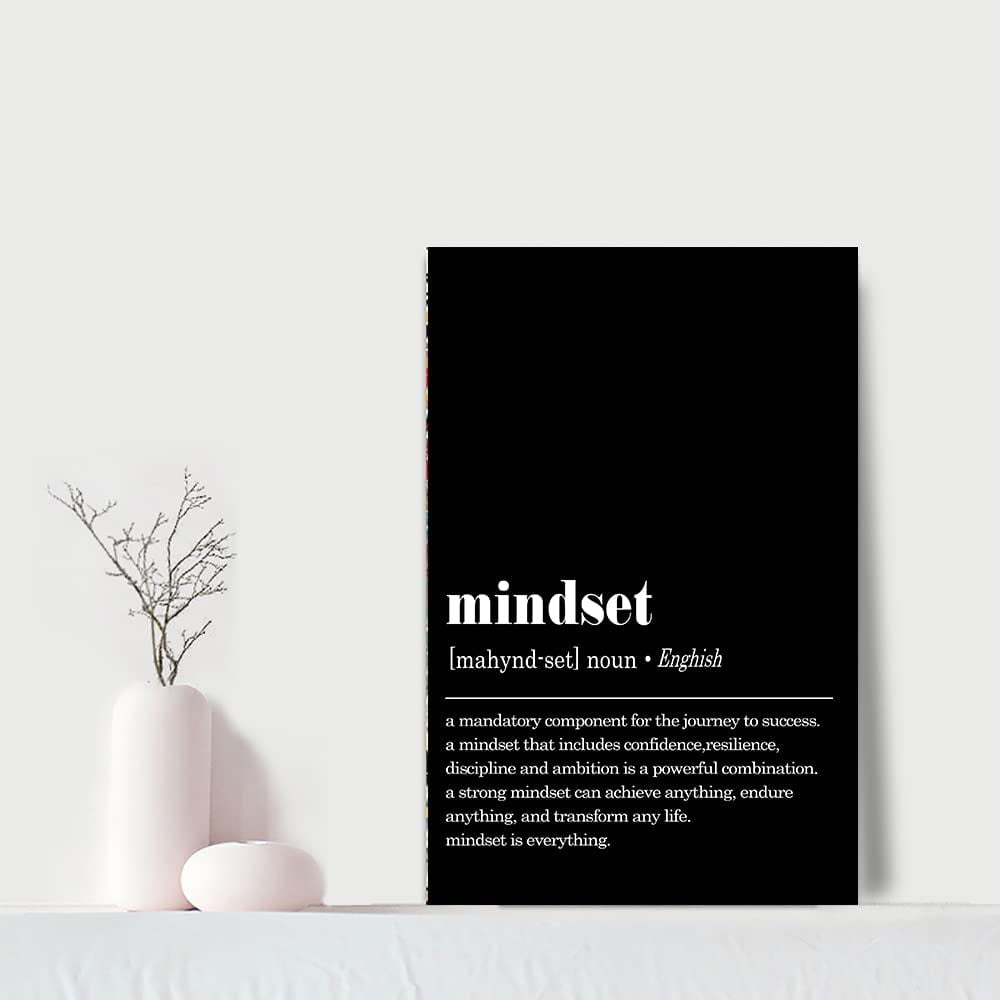 AEFER Inspirational Office Home Wall Art with Mindset Verb Artwork Black and White Motivational ...